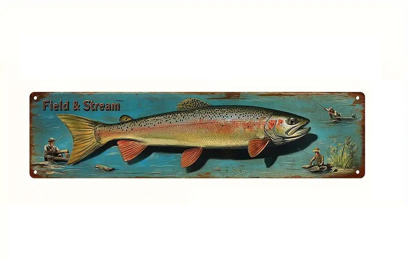 Trout Field and Stream Metal Sign – Perfect Gift for Anglers